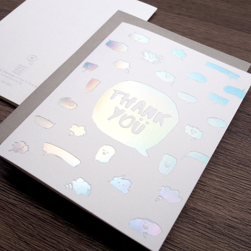 impression - thank you - speech bubble - hot foil greeting card – ditto ...