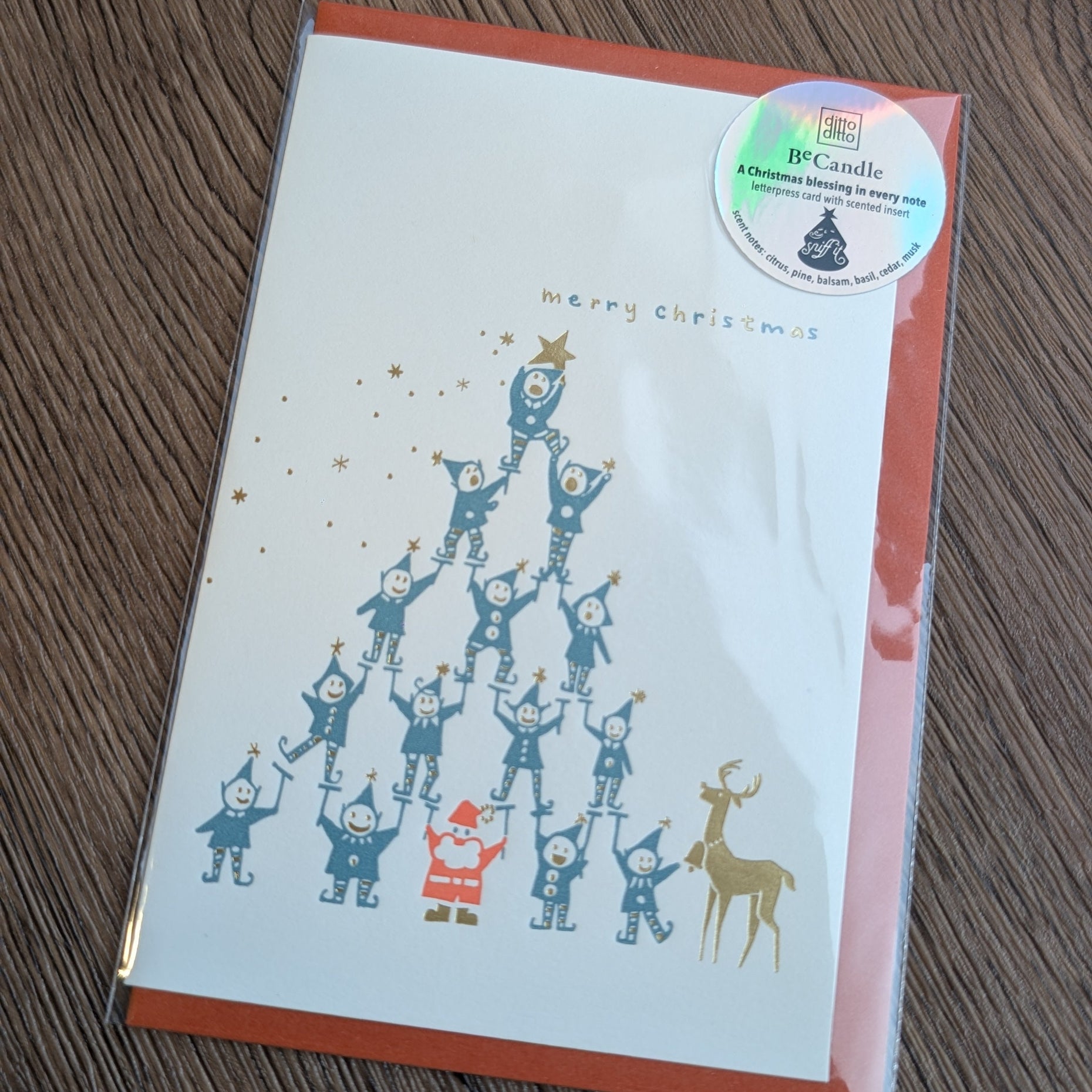 ditto ditto x be candle - little elf tree - letterpress christmas card