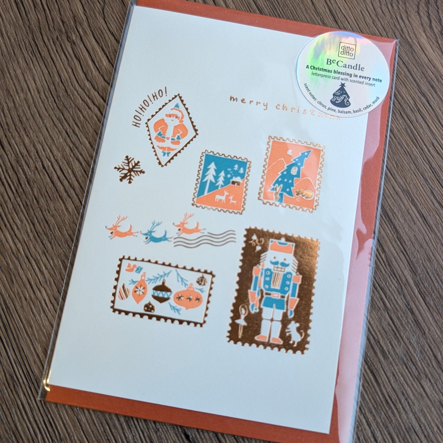 ditto ditto x be candle - christmas stamp - letterpress christmas card